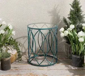 VALERIE PARR HILL Indoor/outdoor Round Glass & Metal Accent Table Valerie - One-color