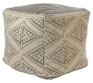 OX BAY TRADING CO. Ox Bay Tribal Flatweave Cotton Pouf Ottoman - One-color
