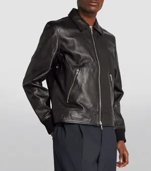 Officine Générale Grained Leather Layvin Bomber