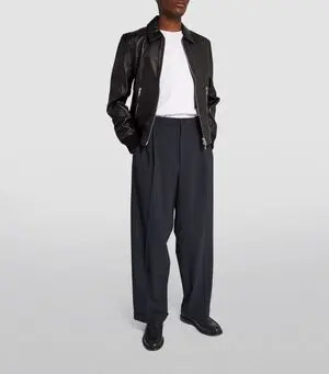 Officine Générale Grained Leather Layvin Bomber