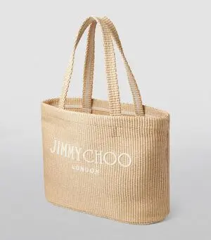 JIMMY CHOO Beach Woven Tote - White