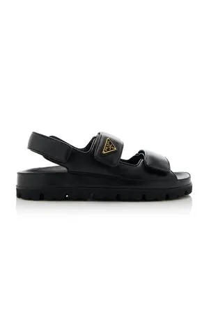 Prada Leather Lug Sole Sandals - Black