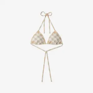 Burberry Check Stretch Nylon Bikini Top Flax