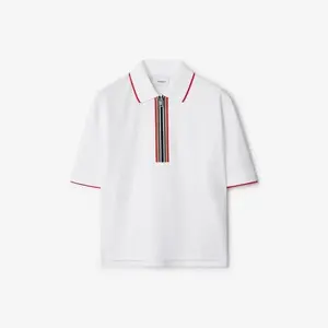 Burberry Burberry Cotton Polo Shirt With Knight Stamp Embroidery White