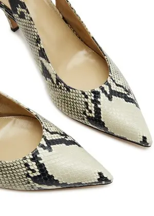 Khaite River 75 Python-effect Leather Slingback Pumps