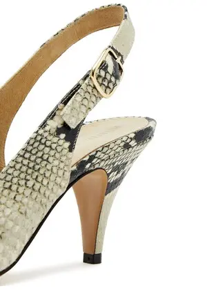 Khaite River 75 Python-effect Leather Slingback Pumps