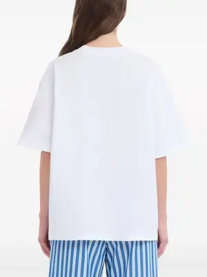 Marni Organic Cotton T-shirt With Brushstroke Logo - White