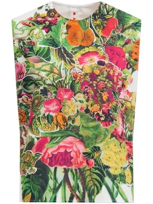 Marni Floral-print Cotton Vest - Green