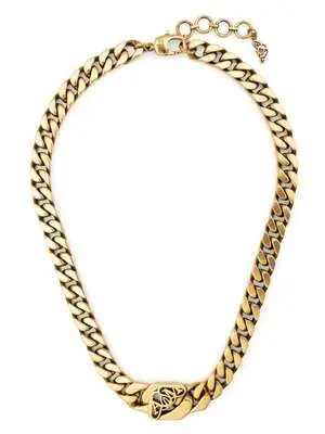 Alexander McQueen Cut-out Logo Chain Necklace - Gold