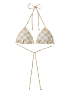 Burberry Checked Triangle Bikini Top - Neutrals