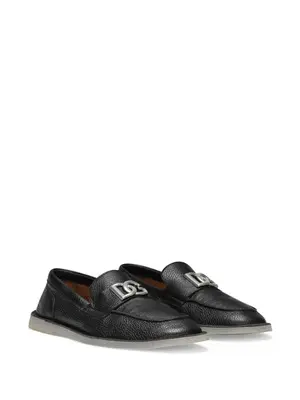 Dolce & Gabbana Deerskin Loafers With Dg Logo - Black