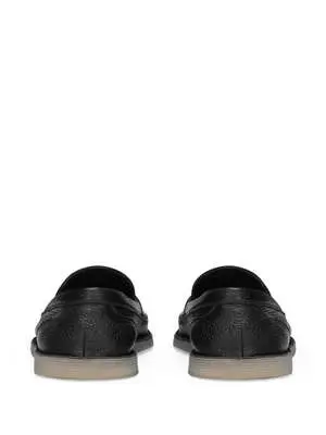 Dolce & Gabbana Deerskin Loafers With Dg Logo - Black