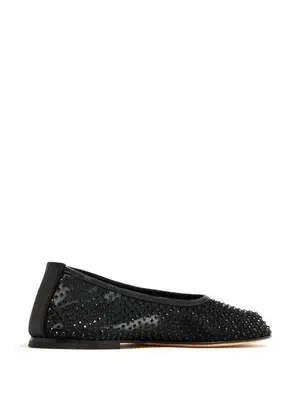 Dear Frances Balla Crystal Ballerina Shoes - Black