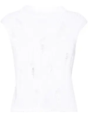 Gauchere Distressed Cotton Vest - White