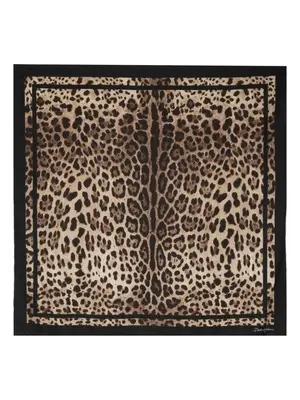 Dolce & Gabbana Leopard-print Silk Scarf - Brown