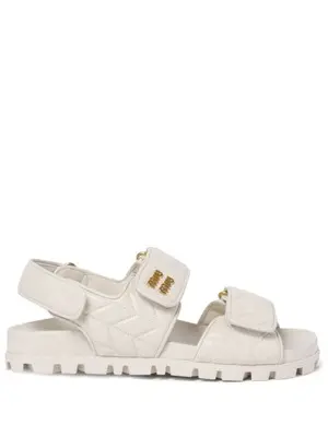 Miu Miu Matelassé Sandals - Neutrals