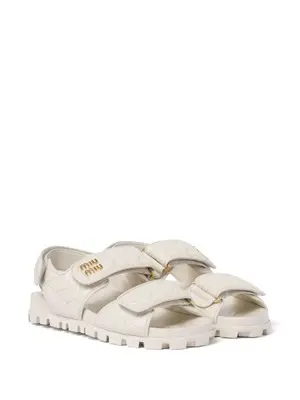 Miu Miu Matelassé Sandals - Neutrals