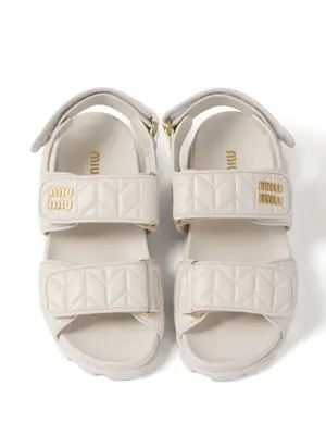 Miu Miu Matelassé Sandals - Neutrals