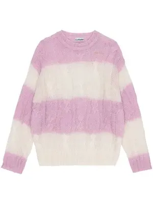 GANNI Striped Cable-knit Jumper