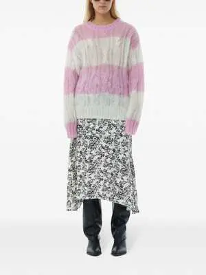 GANNI Striped Cable-knit Jumper