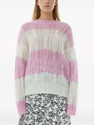 GANNI Striped Cable-knit Jumper