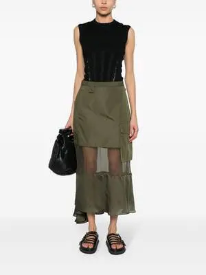 Sacai Belted Panelled Asymmetric Skirt