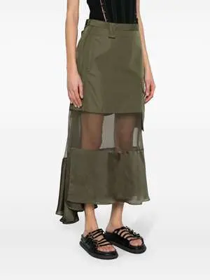 Sacai Belted Panelled Asymmetric Skirt