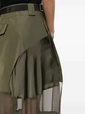 Sacai Belted Panelled Asymmetric Skirt