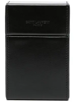 ysl cigarette box Saint Laurent Cigarette Box Leather Travel Case - Black