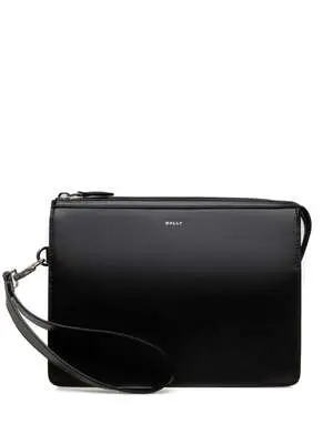 Bally Logo-debossed Leather Clutch Bag - Black