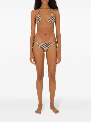 Burberry Checked Halterneck Bikini Top - Neutrals