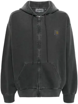 Carhartt Work In Progress Logo-appliqué Zip-up Hoodie - Grey