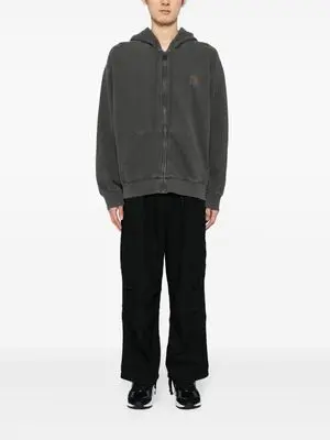 Carhartt Work In Progress Logo-appliqué Zip-up Hoodie - Grey