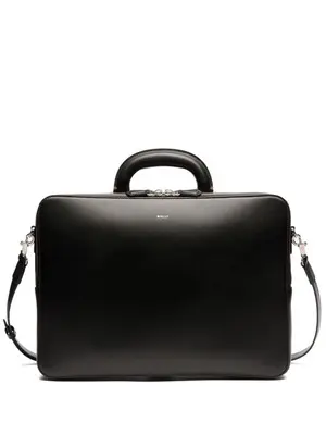Bally Logo-stamp Leather Laptop Bag - Black