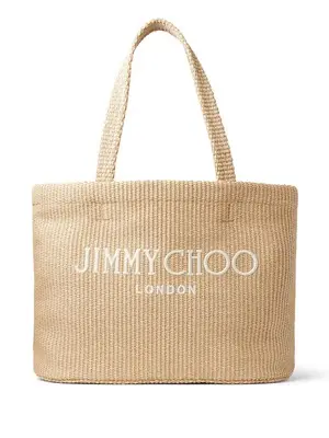 JIMMY CHOO East-west Raffia Tote Bag - Neutrals