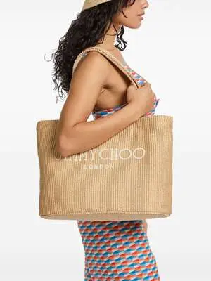 JIMMY CHOO East-west Raffia Tote Bag - Neutrals