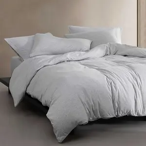 Calvin Klein Modern Melange Jersey 3 Piece Duvet Cover Set - Grey Blue Heather