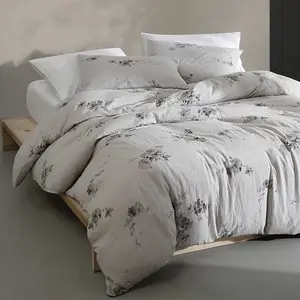 Calvin Klein Aquarelle Floral Cotton Melange Gauze 3 Piece Comforter Set - Grey