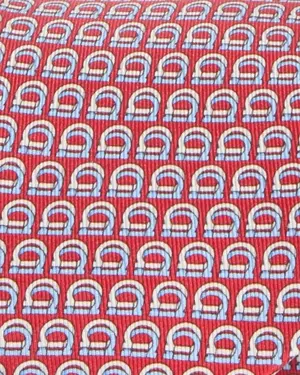 FERRAGAMO Linked Gancini Print Silk Classic Tie