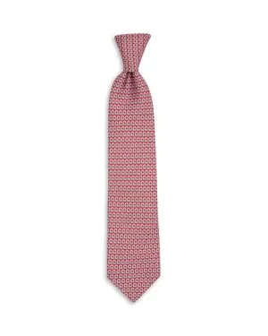 FERRAGAMO Linked Gancini Print Silk Classic Tie