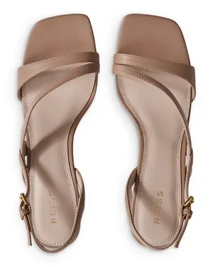 REISS Alice Square Toe High Heel Sandals - Nude