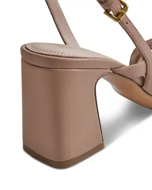 REISS Alice Square Toe High Heel Sandals - Nude