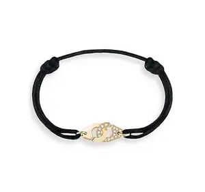 DINH VAN 18k Yellow Gold Menottes R10 Diamond Cord Bracelet - Gold/black