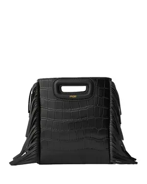 Maje M Fringe Leather Mini Bag - Black