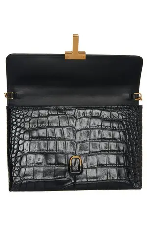 TOM FORD Croc Embossed Leather Shoulder Bag