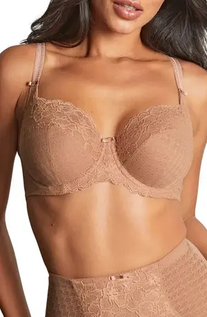 Panache Envy Underwire Stretch Lace Side Support Bra - Honey