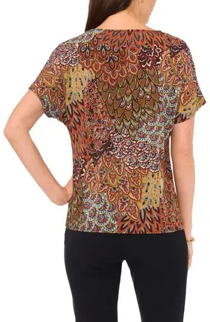 Chaus Paisley Print V-neck Top