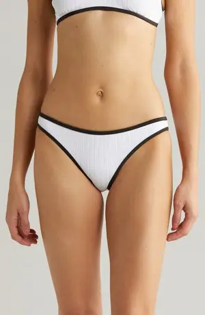 Solid & Striped The Rachel Contrast Rib Bikini Bottom - Marshmallow