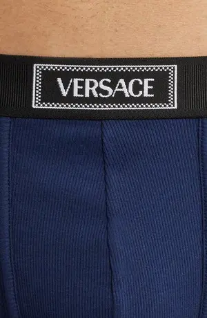 Versace 90s Logo Cotton Rib Trunks - Ink Blue