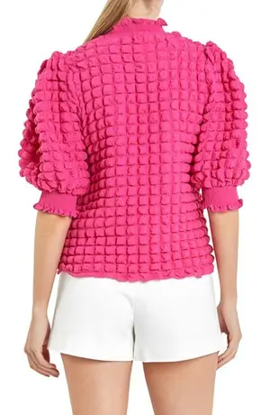 English Factory Textured Mock Neck Top - Pink